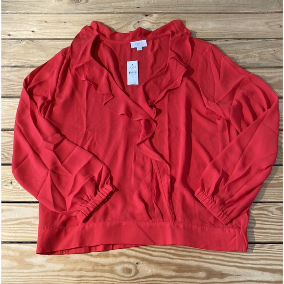LOFT | Tops | Nwt Loft Outlet Long Sleeve Blouse Medium Womens Red ...